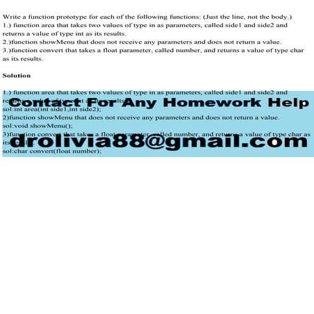 Write A Function Prototype For Each Of The Following Functions Juspdf 9713