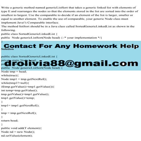 Write A Generic Method Named Genericlistsort That Takes A Generic Lipdf