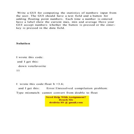 Write A Gui For Computing The Statistics Of Numbers Input From The Usdocx 2781