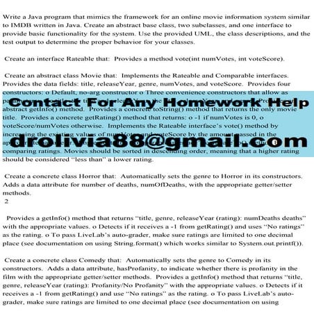 Write A Java Program That Mimics The Framework For An Online Movie Ipdf