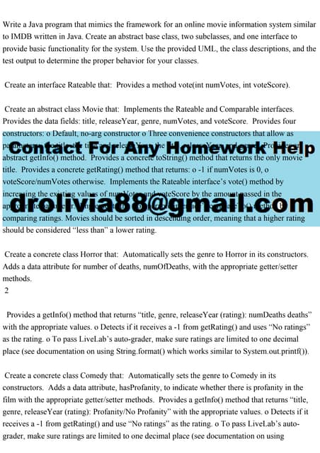 Write A Java Program That Mimics The Framework For An Online Movie Ipdf