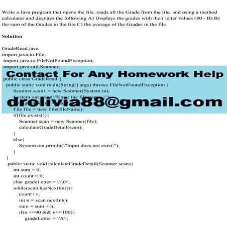 Write A Java Program That Opens The File Reads All The Grade From Tpdf Programming Languages