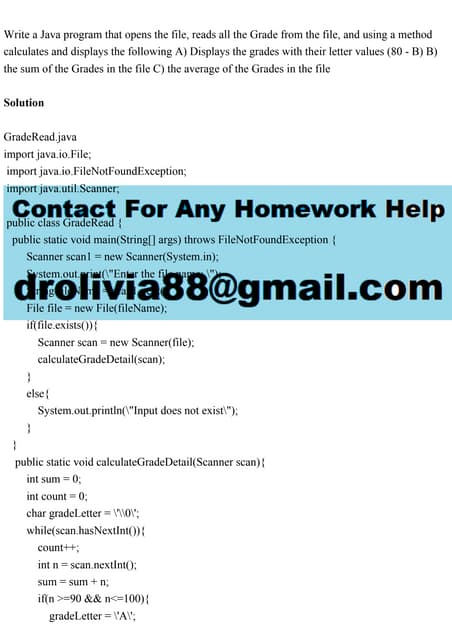 Write A Java Program That Opens The File Reads All The Grade From Tpdf Programming Languages