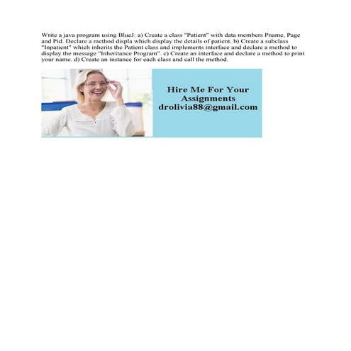 Write A Java Program Using Bluej A Create A Class Patient With Datdocx 