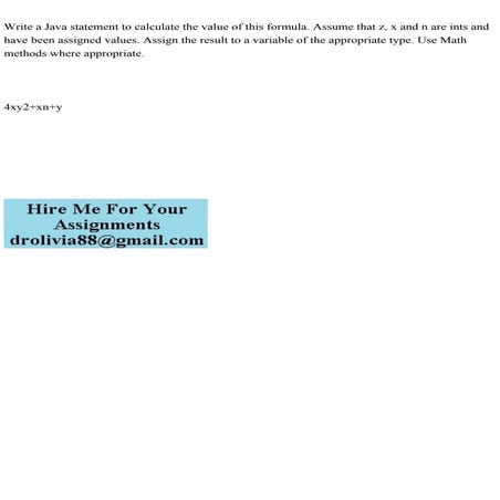 Write A Java Statement To Calculate The Value Of This Formula Assumpdf 