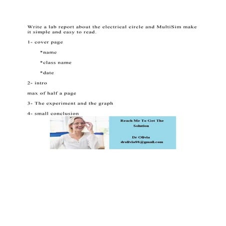 Write a lab report about the electrical circle and MultiSim make it .docx