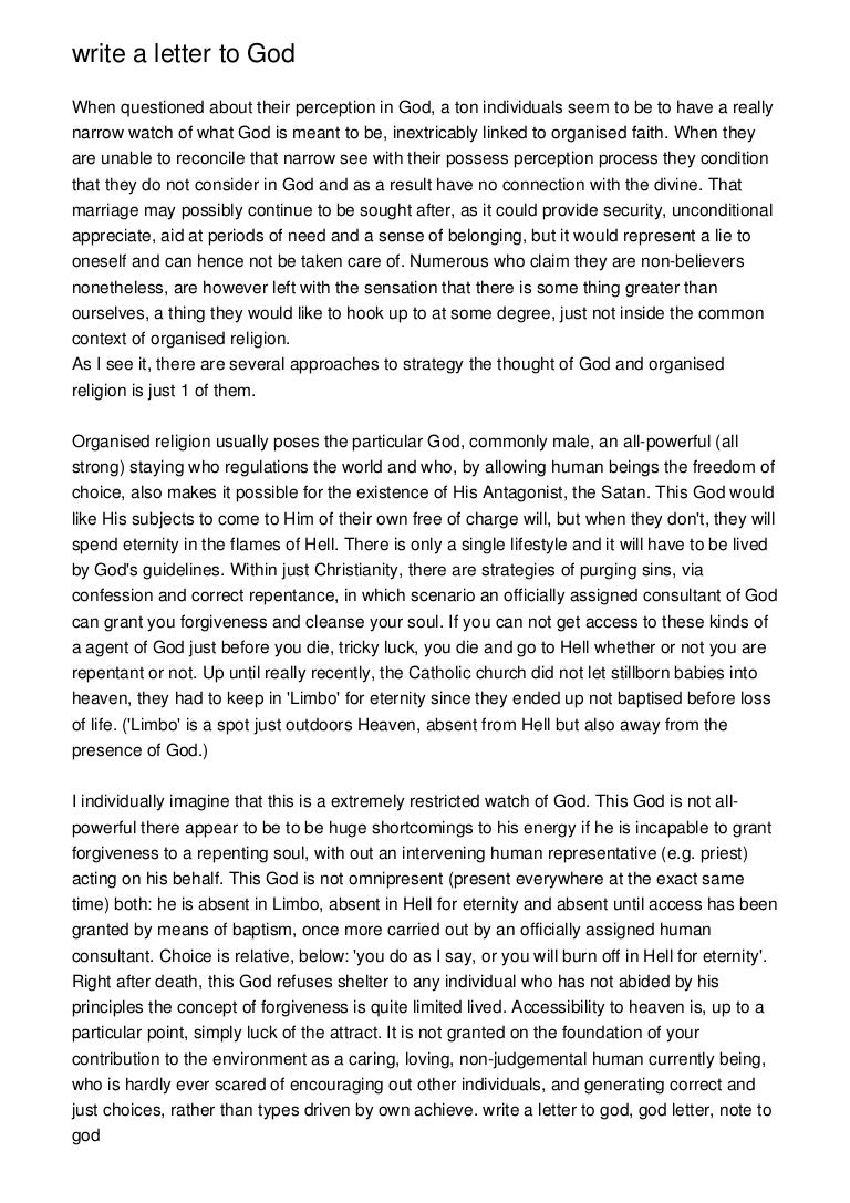 write a letter to God