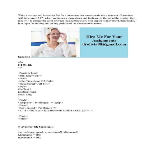 Write A Markup And Javascript File For A Document That Must Contain Thdocx