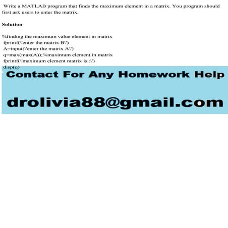 Write A Matlab Program That Finds The Maximum Element In A Matrix Yopdf Free Download