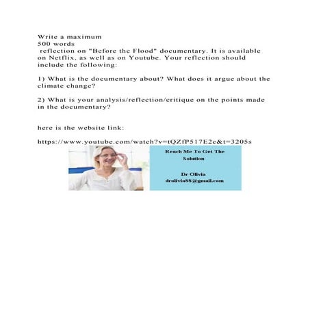 Write a maximum 500 words reflection on Before the Flood docum.docx