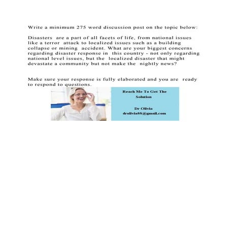 Write a minimum 275 word discussion post on the topic belowDisa.docx
