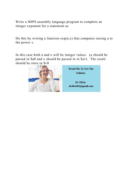 Write A Mips Assembly Language Program To Complete An Integer Exponedocx