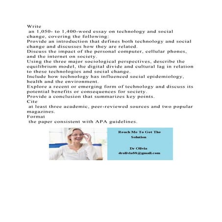 Write an 1,050- to 1,400-word essay on technology and social chang.docx