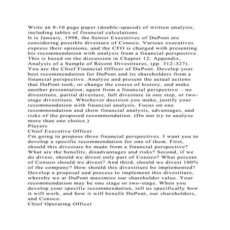 Write an 8-10 page paper (double-spaced) of written analysis, includ.docx