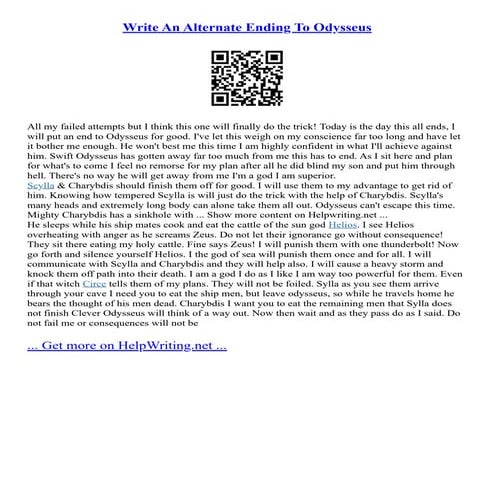 Write An Alternate Ending To Odysseus | PDF