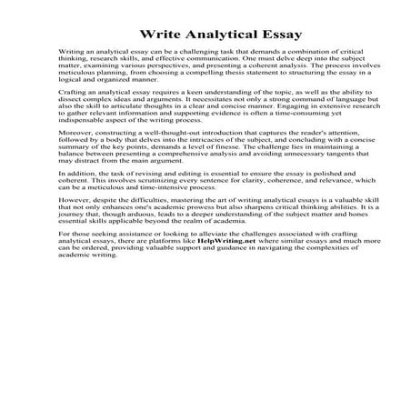 Write Analytical Essay | PDF