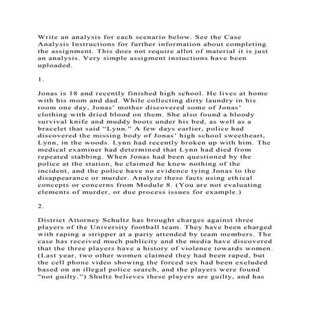 Write an analysis for each scenario below. See the Case Analysis Ins.docx