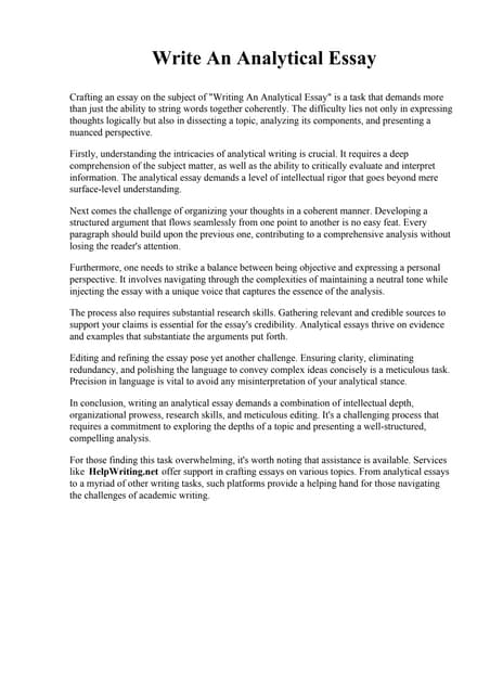 Analytical Essay Example Pdf