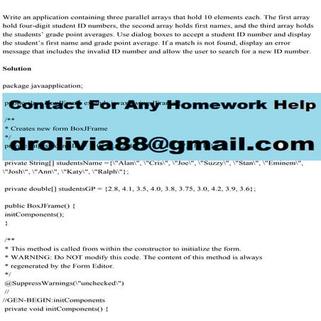 Write An Application Containing Three Parallel Arrays That Hold 10 Epdf