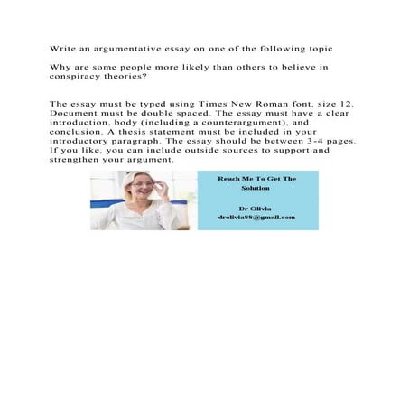 Write an argumentative essay on one of the following topic Why a.docx