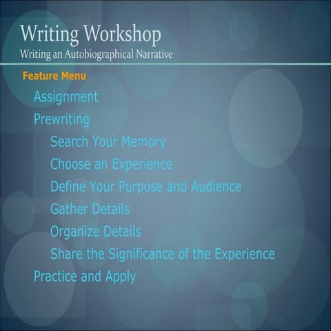 AUTOBIOGRAPHICAL NARRATIVE for students trying to learn autobiography | PPT