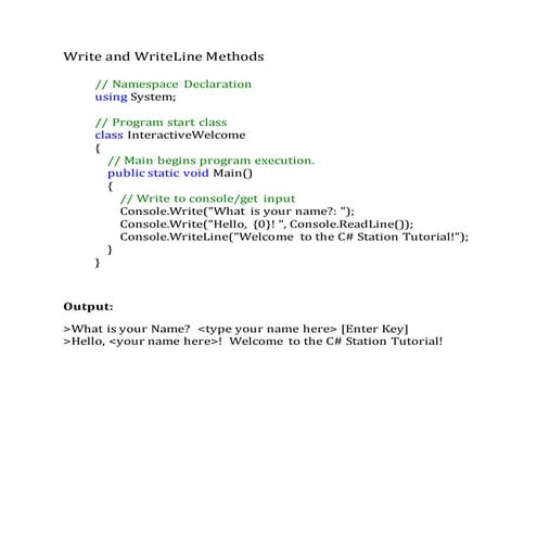 Write and write line methods | DOCX