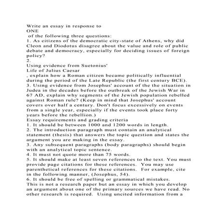 Write an essay in response to ONE of the following three questio.docx