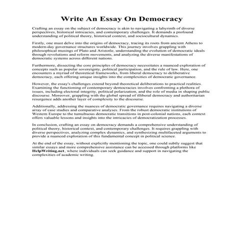 Write An Essay On Democracy | PDF | Civic affairs | Politics