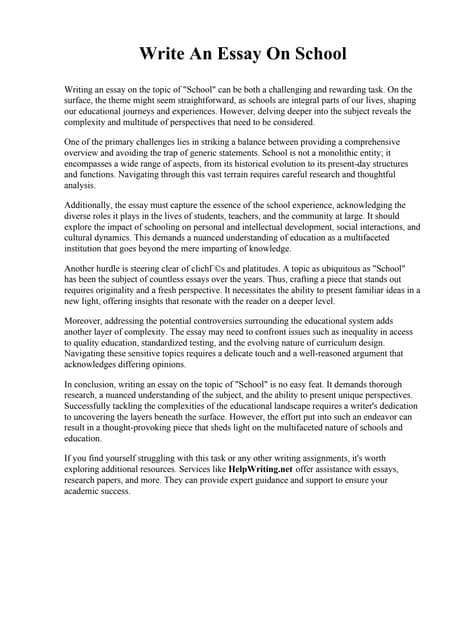 Essay About The School | PDF