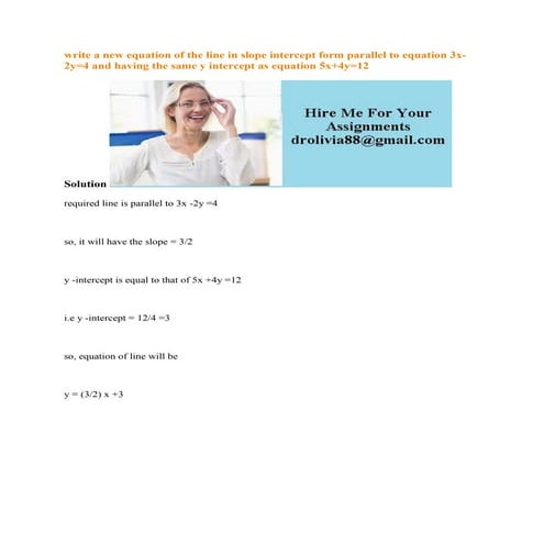 write a new equation of the line in slope intercept form parallel to e.docx