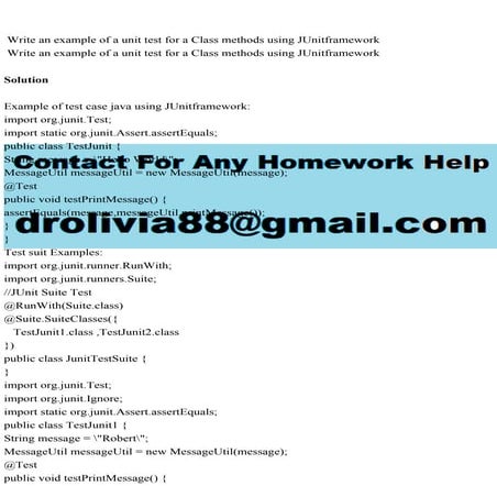 Write An Example Of A Unit Test For A Class Methods Using Junitfrpdf