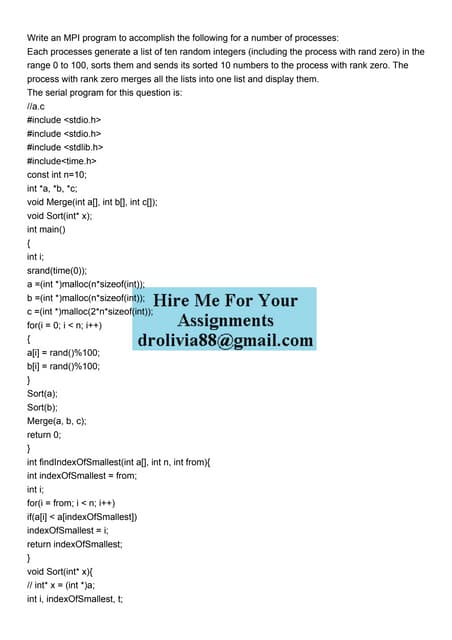 Write An Mpi Program To Accomplish The Following For A Numbepdf 8351