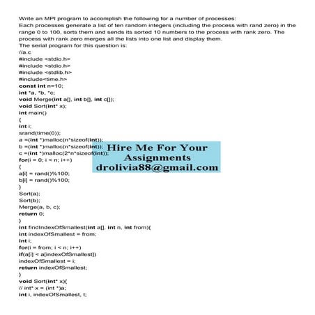 Write An Mpi Program To Accomplish The Following For A Numbe Pdf