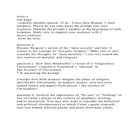 write a one-page response (double-spaced, 12 pt., Times New Roma.docx