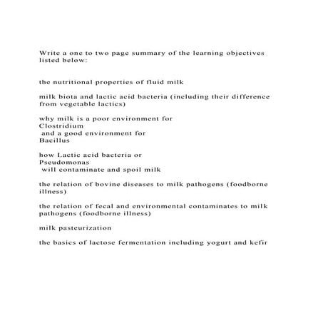 Write a one to two page summary of the learning objectives liste.docx