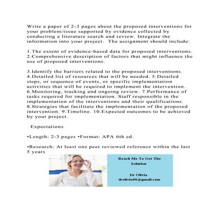 Write a paper of 2-3 pages about the proposed interventions for your.docx