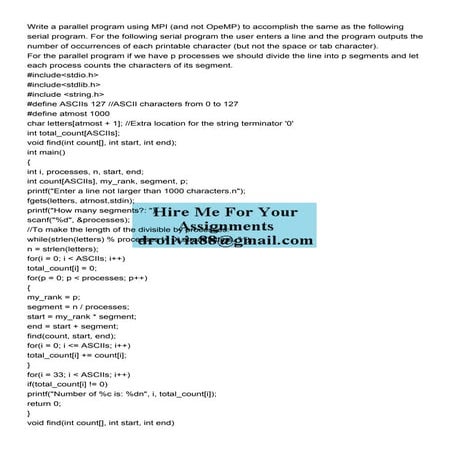 Write A Parallel Program Using Mpi And Not Opemp To Accomppdf