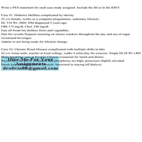 Write a PES statement for each case study assigned. Include the ID a.pdf