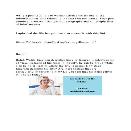 Write a post (500 to 750 words) which answers one of the following q.docx