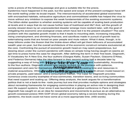 write a precis of the following passage and give a suitable .pdf