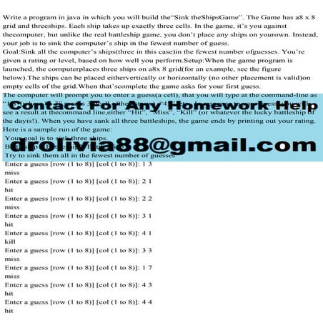 Write a program in java in which you will build the“Sink theShipsGam.pdf