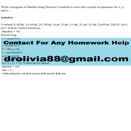 Write a program in Matlab using Newtons method to solve this syste.pdf