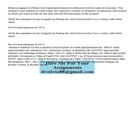 Write A Program In Python That Implements Newtons Method Topdf