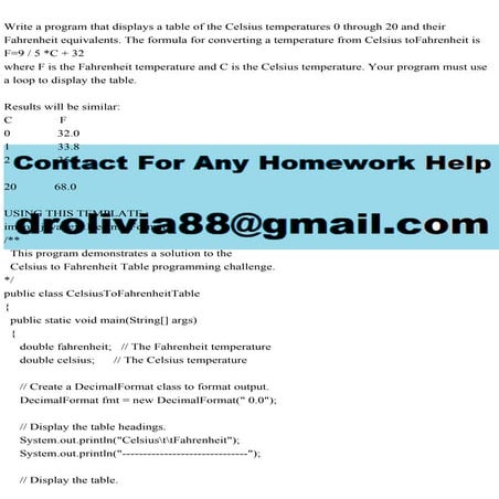 Write a program that displays a table of the Celsius temperatures 0 .pdf