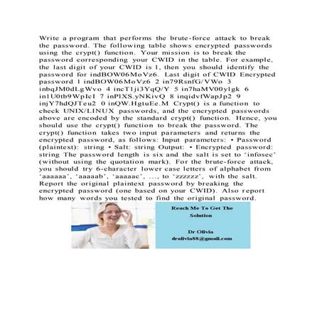 Write a program that performs the brute force attack to break the pa | PDF