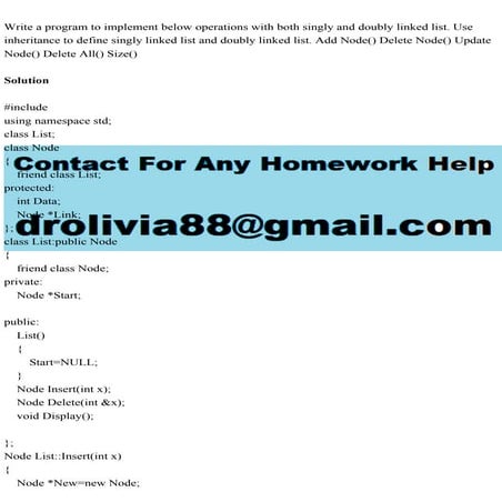 Write A Program To Implement Below Operations With Both Singly And Dpdf 