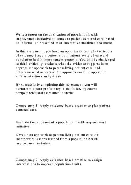 Population Health Improvement Plan.docx | Healthcare Industry | Industries