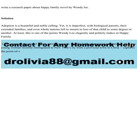 write a research paper about happy family novel by Wendy lee ..pdf