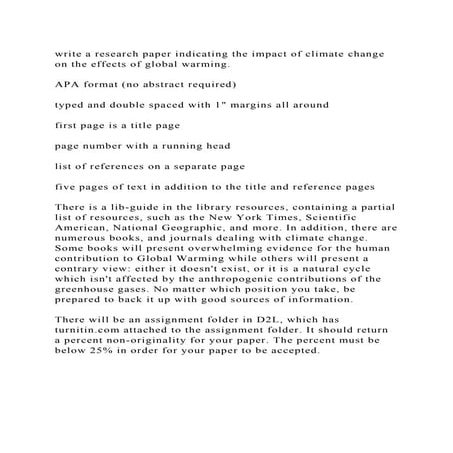 write a research paper indicating the impact of climate change on th.docx