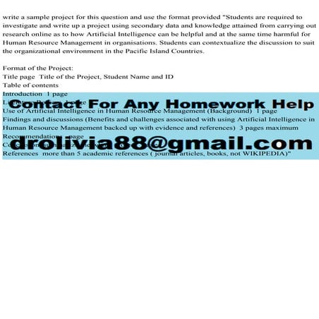 write a sample project for this question and use the format provided.pdf